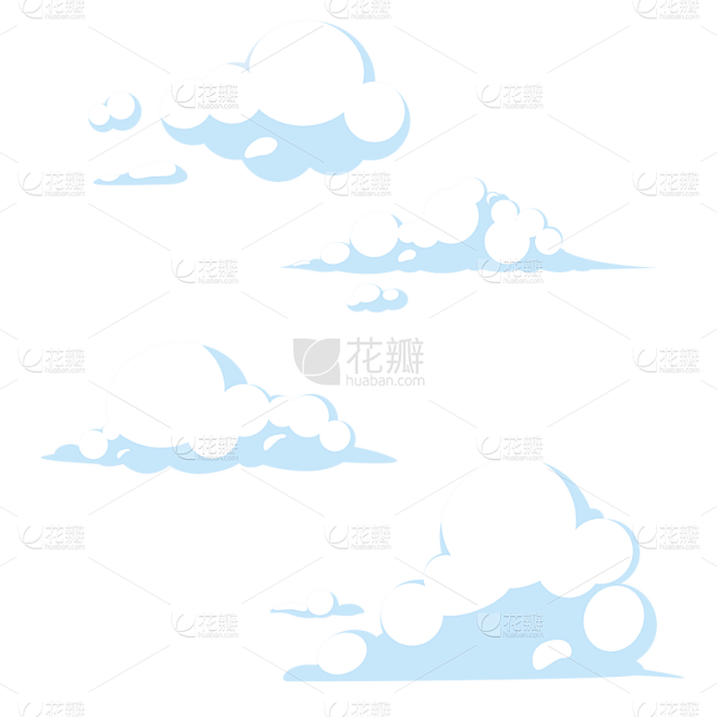 手绘卡通云朵插画元素6素材-花瓣网