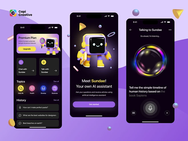 Chat Bot AI - Mobile App UI Design Concept-花瓣网