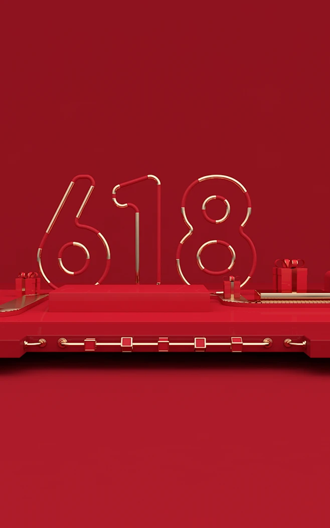 C4D 立体 空间 背景 618-花瓣网