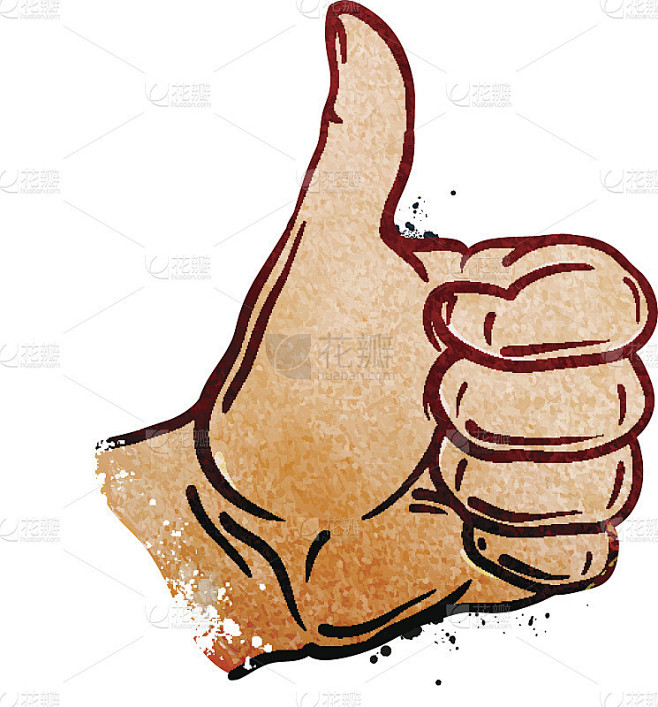 手势大拇指向上。矢量图