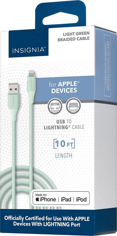 其中包括图片：Insignia - 10' Lightning to USB Charge-and-Sync Cable - Green-花瓣网