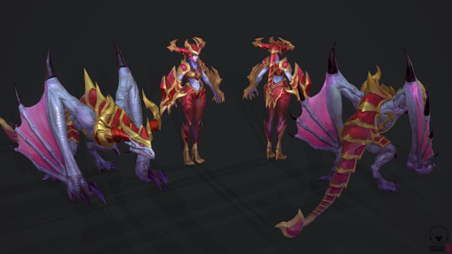 LOL-shyvana 龙血武姬 希瓦娜 PBR-独立角色模型-微元素 - Element3ds.com!