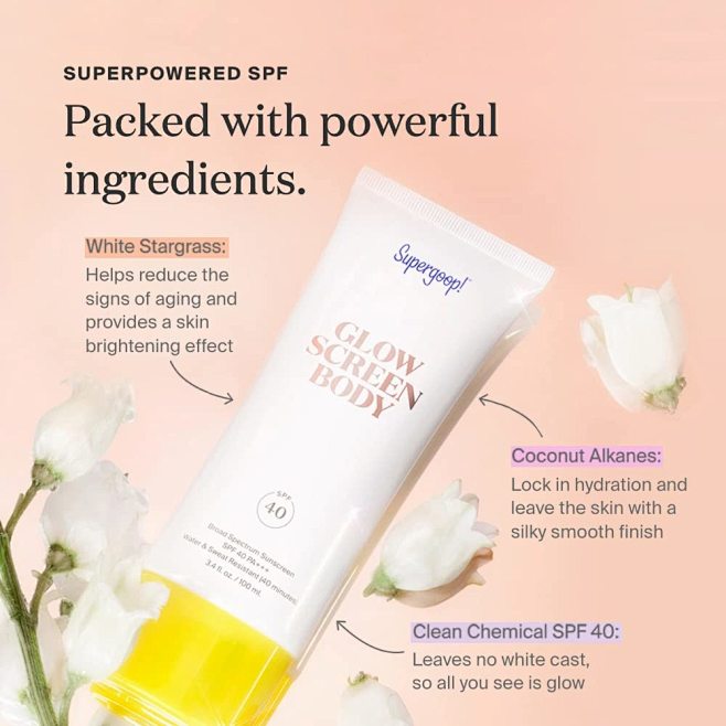 Amazon.com: Supergoop! Glowscreen Body SPF 40 PA+++, 3.4 fl oz - Body ...
