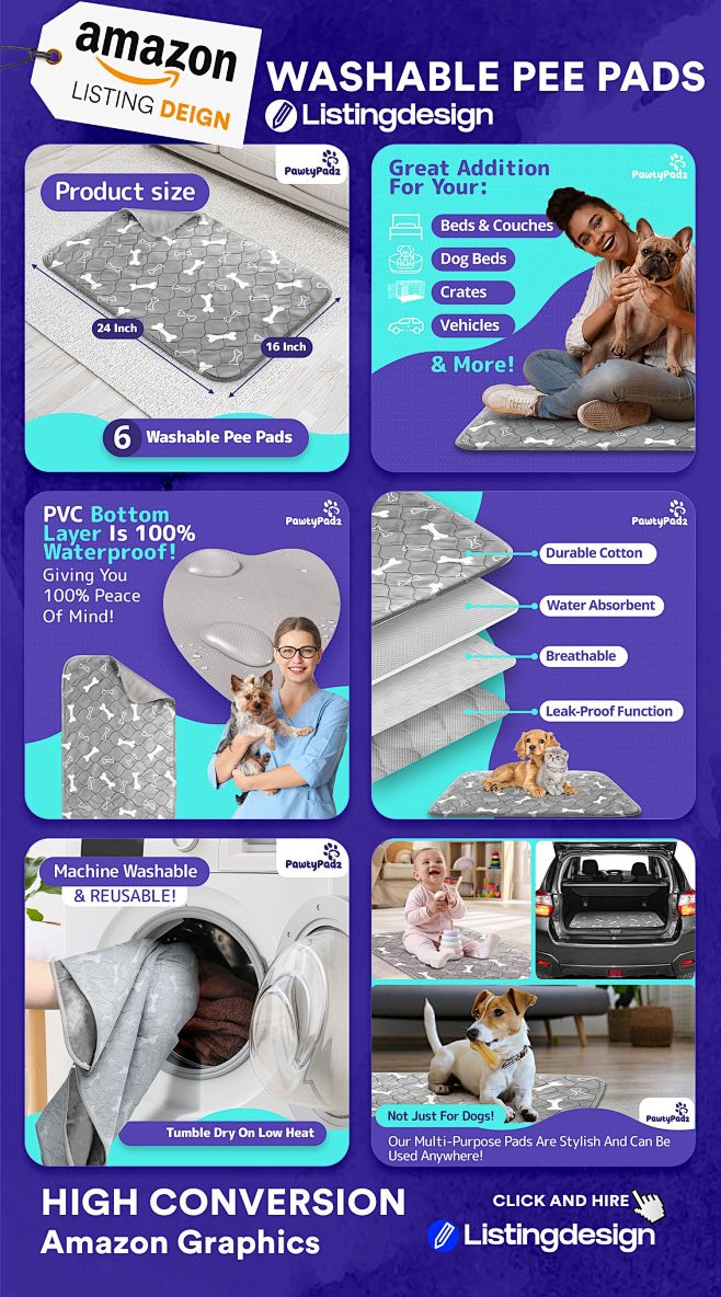 Washable Pee Pads - Amazon Listing Inspiration