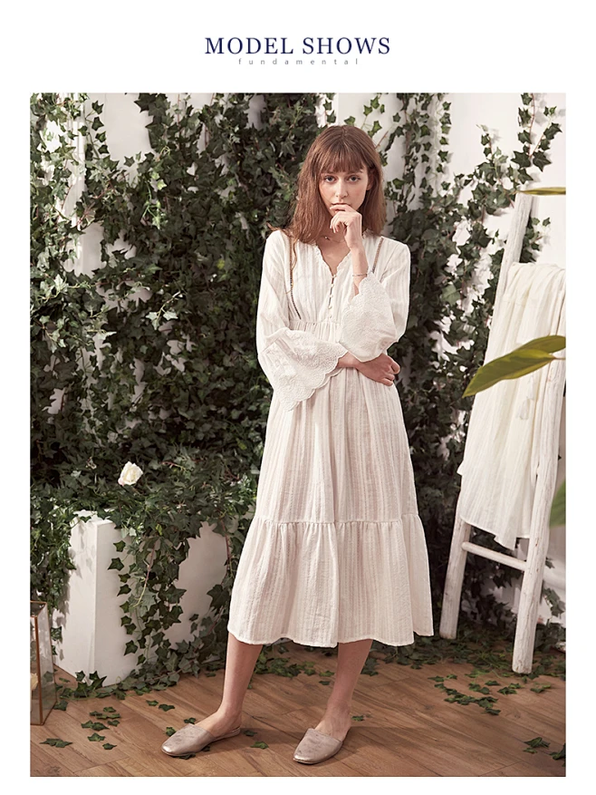 yso睡衣女春肌理连衣裙素色长袖睡裙秋季居家服本白舒适家居服女-tmall.com天猫-花瓣网