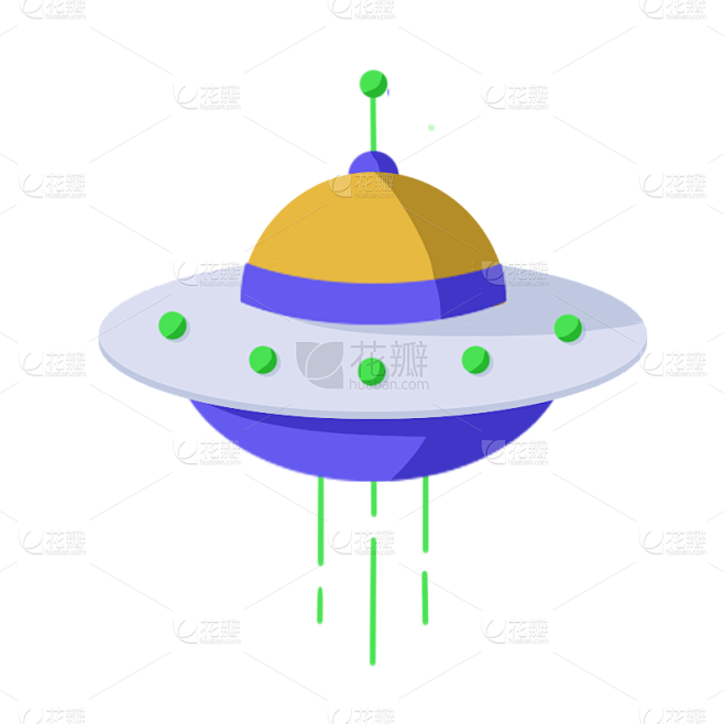 手绘-Y2K元素装饰贴纸-飞碟（UFO）