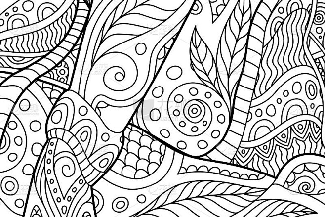 Rectangle coloring book page with abstract pattern