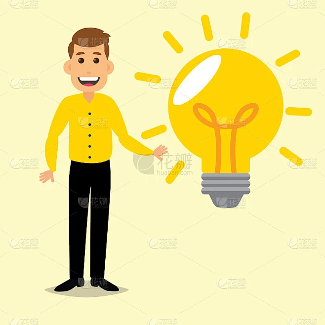 Businessman cartoon with hint and bulb图片_其他图片图片素材-花瓣网