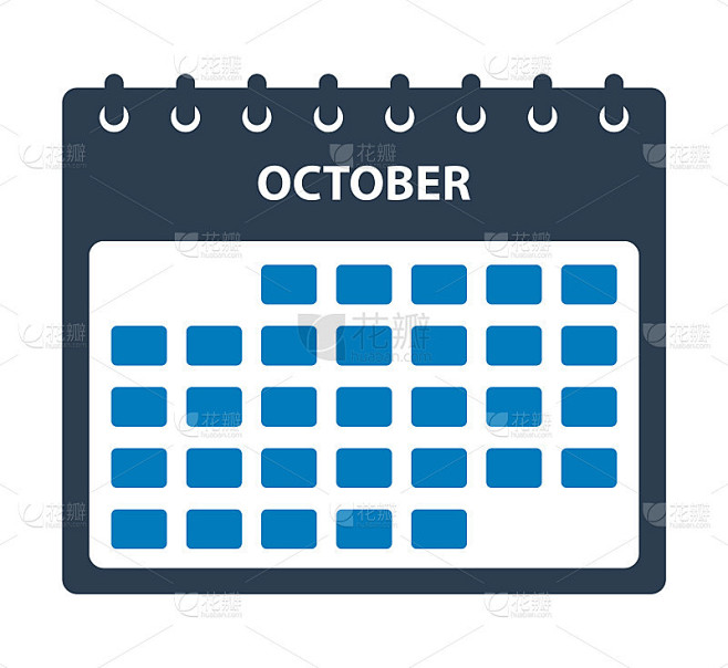 October Calendar Icon. Flat style vector EPS.