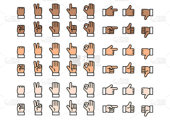 Fingers icons set. Vector illustration.