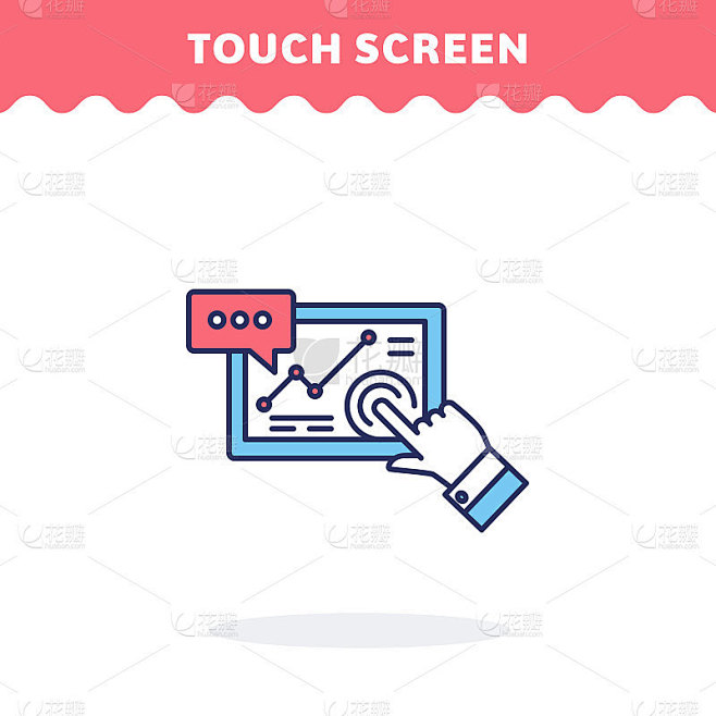 Touch screen icon, vector. Fill and line. Flat des