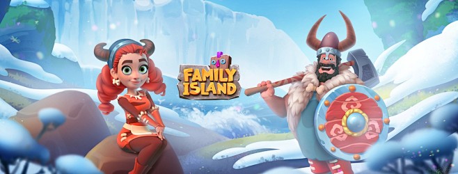 可能是包含下列内容的卡通画：1 位用户和上面的文字是“FAMILY ISLAND” (2)