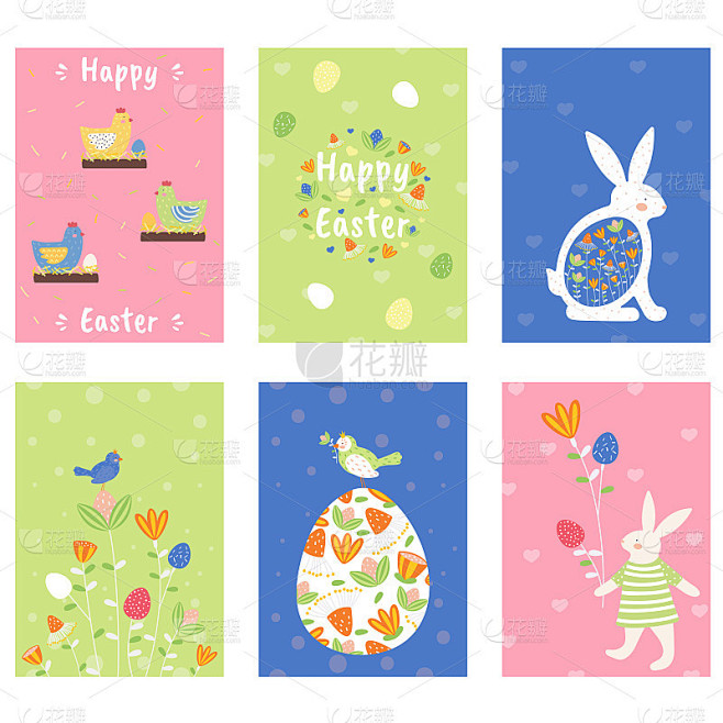 Set greeting cards Easter, spring holiday, Easter