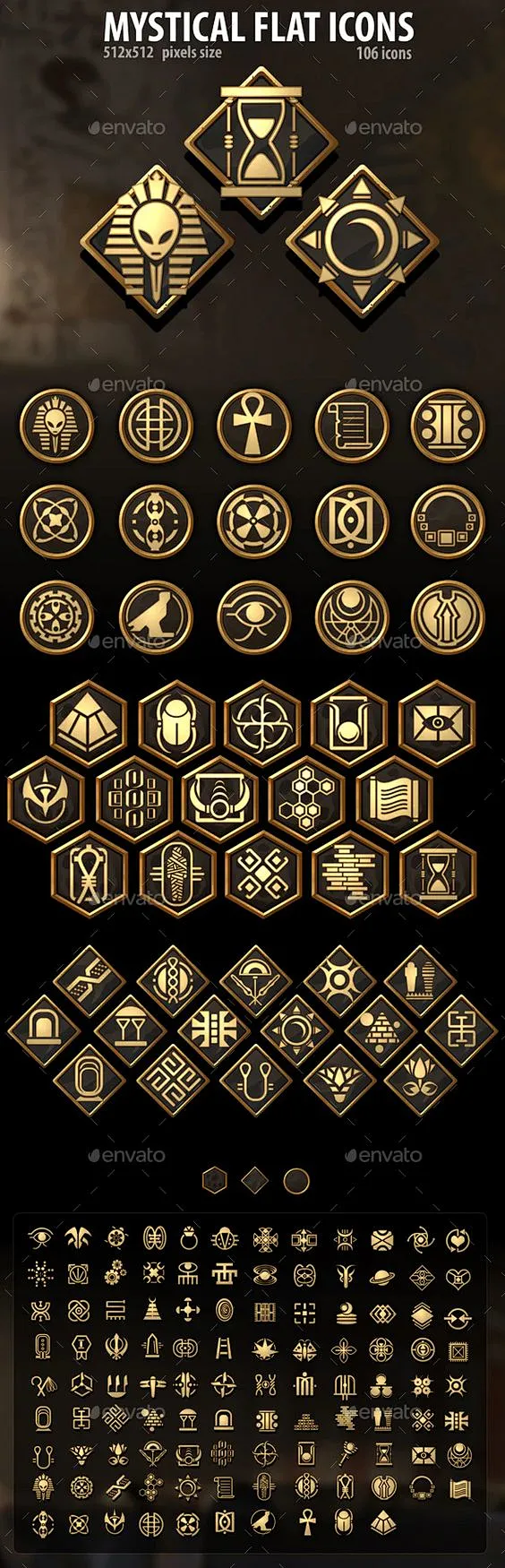 Mystical Flat Icons by a-ravlik | GraphicRiver-花瓣网