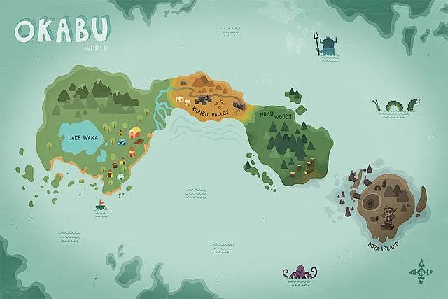world of okabu (map illustration for the psn game okabu) | Illustrator ...