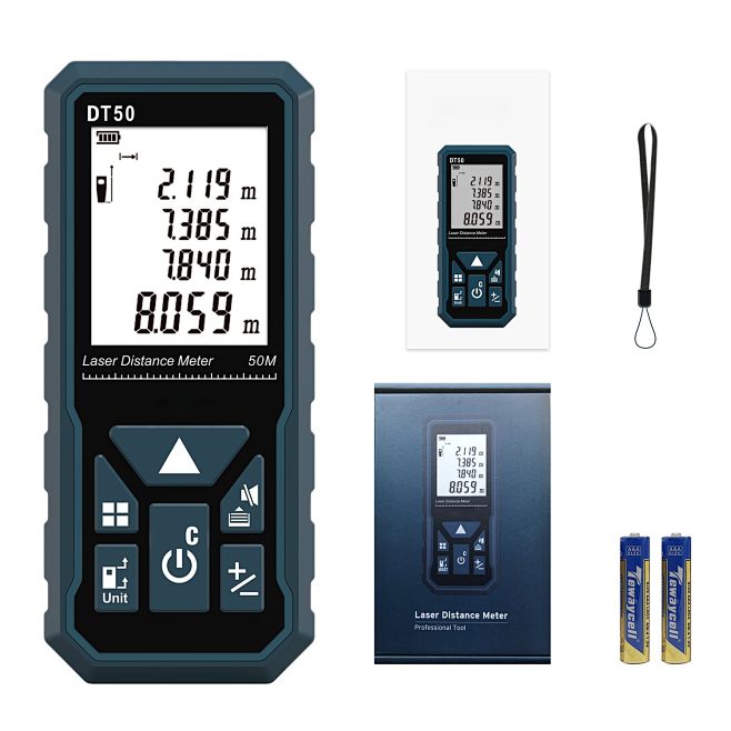 Amazon.com: Laser Measure 165ft DT50 Laser Distance Meter 50M, Portable ...