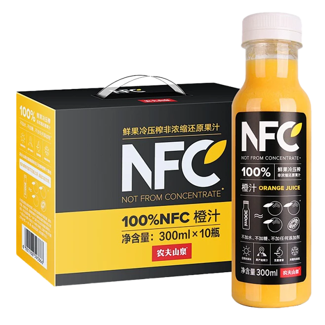 农夫山泉100%NFC橙汁300ml10瓶箱-花瓣网