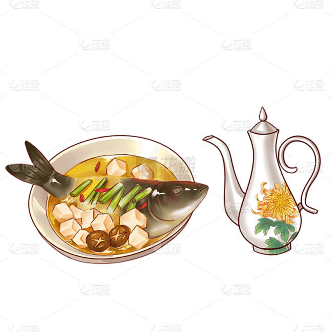 卡通感春节鱼元素贴纸