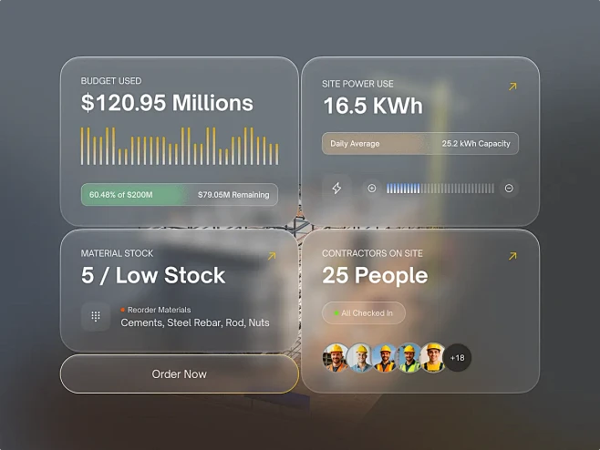 Liquid Glass Widget Components - Smart Construction Dashboard UI ...
