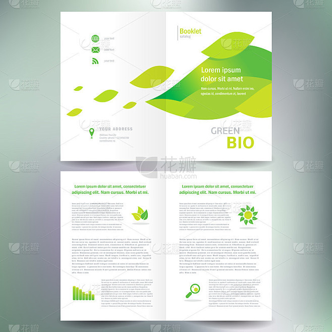 Booklet catalog brochure folder bio eco green leaf