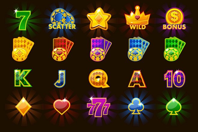 Set gaming icons for slot machines : Vector big set gaming icons for ...