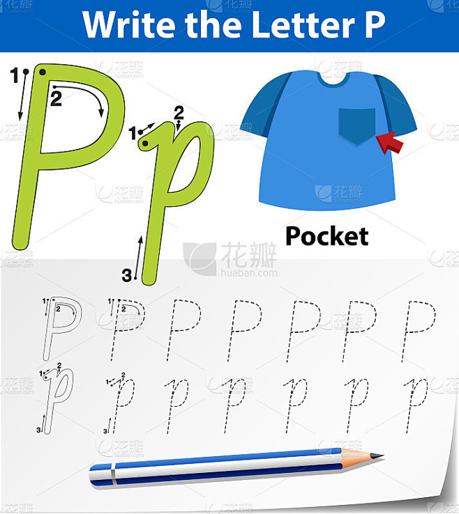 Letter P tracing alphabet worksheets