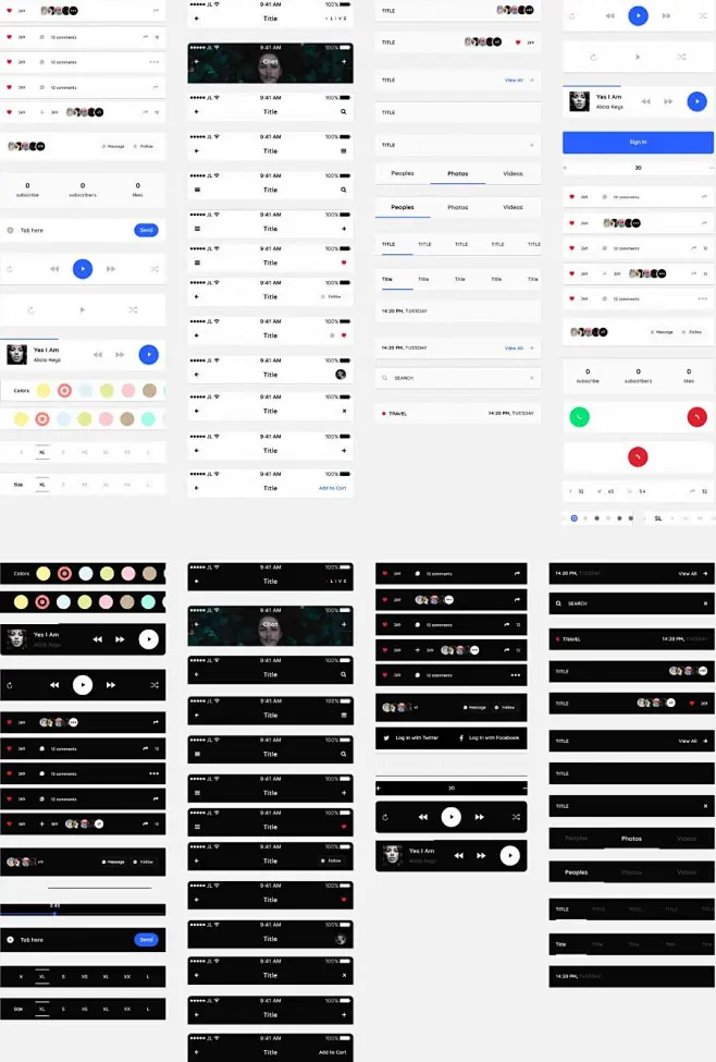 100+组件APPUI界面设计素材PSD源文件打包下载-花瓣网