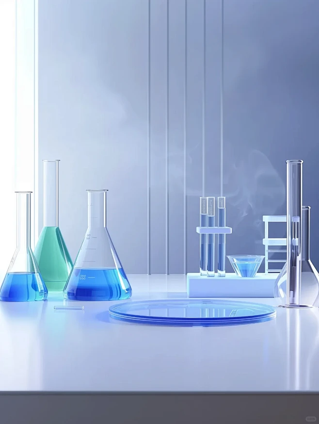 https://s.mj.run/xg6fTKvK89Y A blue minimalist lab scene with a ...