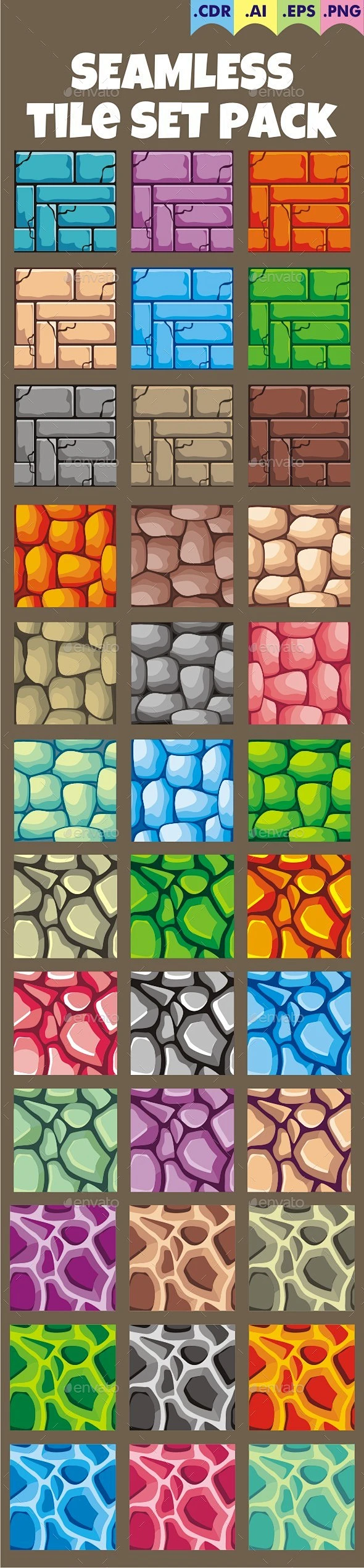 无缝确定包8 -建筑游戏资产Seamless Tileset Pack 8 - Tilesets Game Assets2 d、艺术、沥青 ...