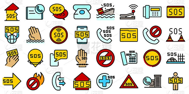 Sos图标设置线颜色向量素材-花瓣网