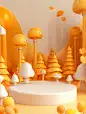 秋天 背景板 c4d mj ai-花瓣网