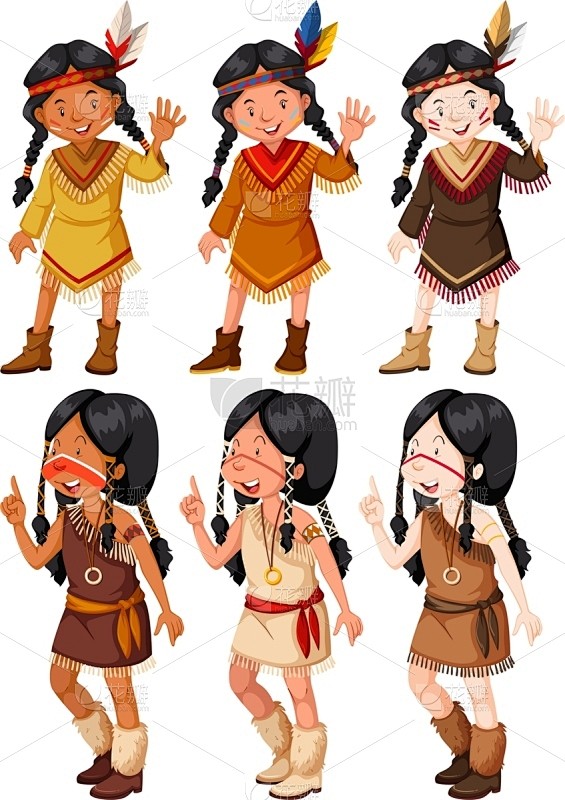 印第安人,女孩,衣服,白色,传统,图像,女人,挥手,问候,收集