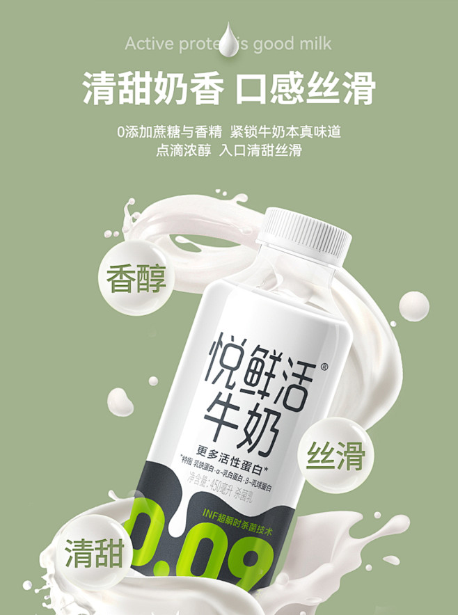 君乐宝悦鲜活低温鲜牛奶450ml*6瓶装 生牛乳配送纯牛奶营养早餐奶-tmall.com天猫