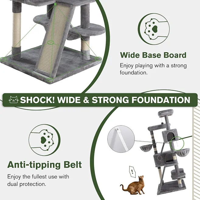 Amazon.com : MUTICOR 66 Inches Multi-Level Large Cat Tree Tower for ...