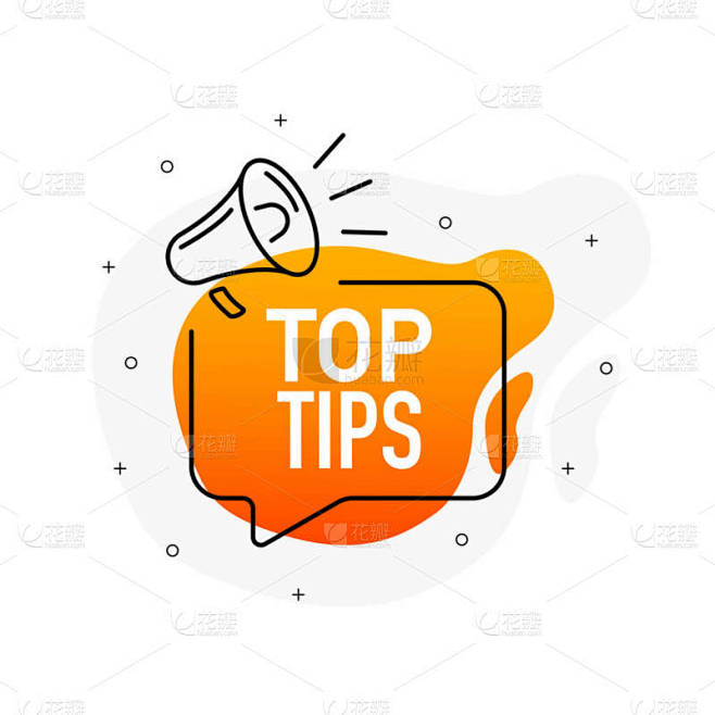 TOP TIPS横幅扩音器令人惊奇的横幅营销设计。晋升标志。平面抽象渐变风格.商业上的成功矢量说明.