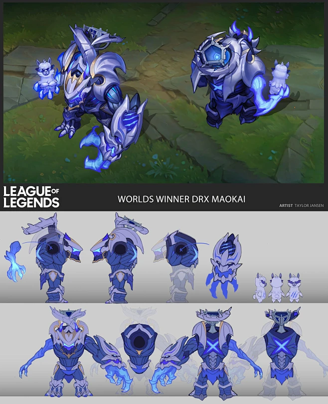 扭曲树精 茂凯：S12 DRX战队冠军皮肤——Art.拳头Riot原画设计：Taylor Jansen-花瓣网