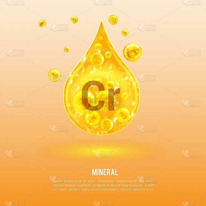 Mineral Cr. Chromium. Mineral Vitamin complex. Gol素材-花瓣网