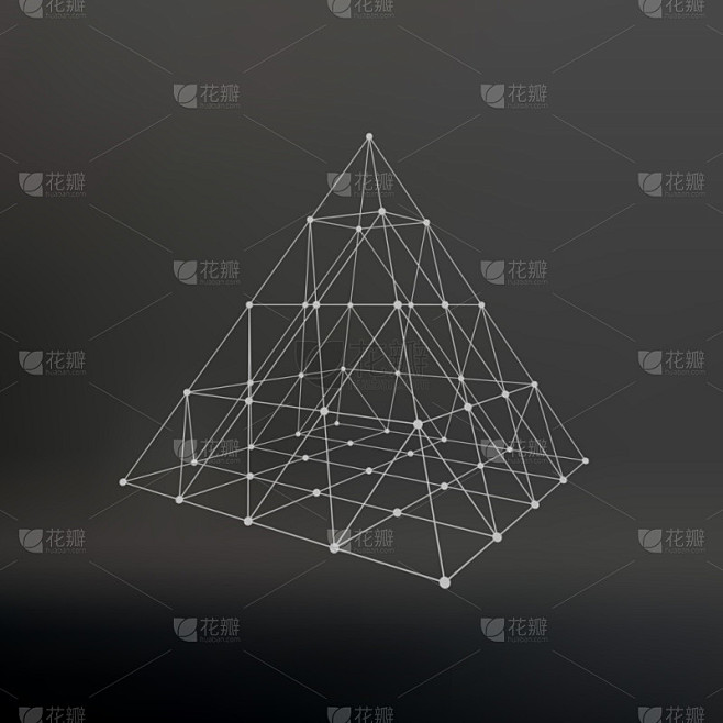 Wireframe mesh Polygonal pyramid. Pyramid of the l
