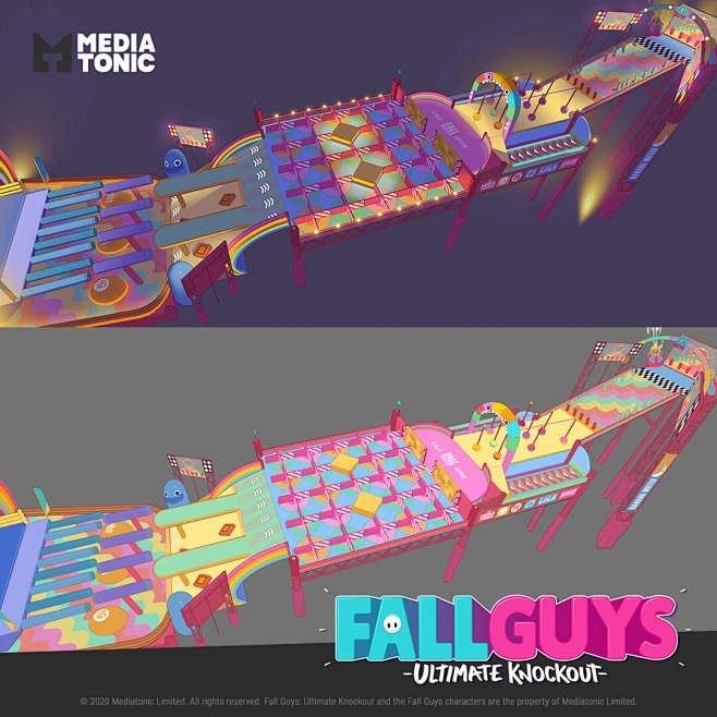 Fall Guys: Hit Parade day and night concepts.-花瓣网