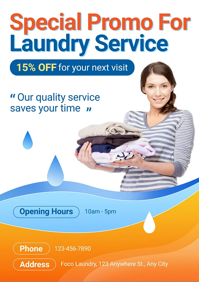 Laundry Services Discount Promo Advertising Poster素材-花瓣网