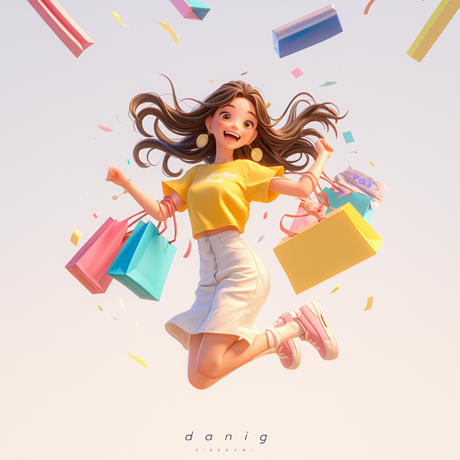 sanbei_mao_A_young_girl_holding_a_shopping_bag_in_both_hands_ru ...