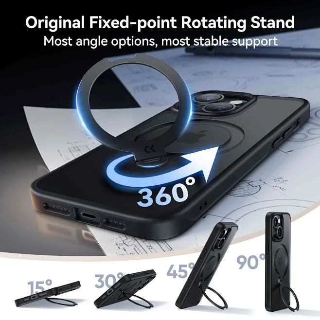 Amazon.com: CASEKOO Patented 360° Spin Magnetic Stand for iPhone 15 Pro ...