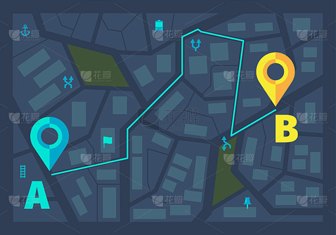 GPS ui dark theme. Gps city tracking maps route li