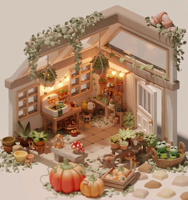 3D 设计师 nicky.blender 打造的小小空间，看起来温馨又精致