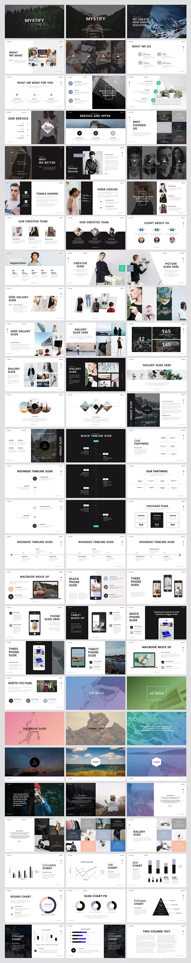 国外图片相册作品展示类PowerPoint模板-花瓣网