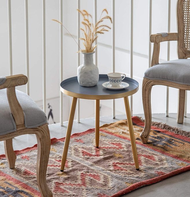 Amazon.com: Round Side Table, Metal End Table, Nightstand/Small Tables ...