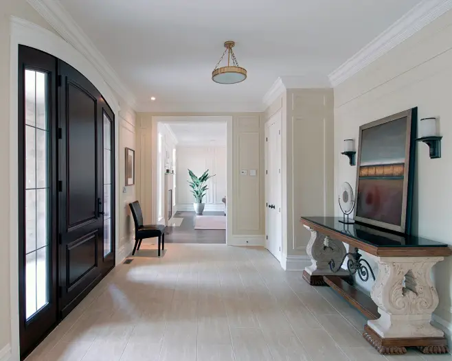 Mid-sized transitional porcelain tile entryway photo in San Diego with ...