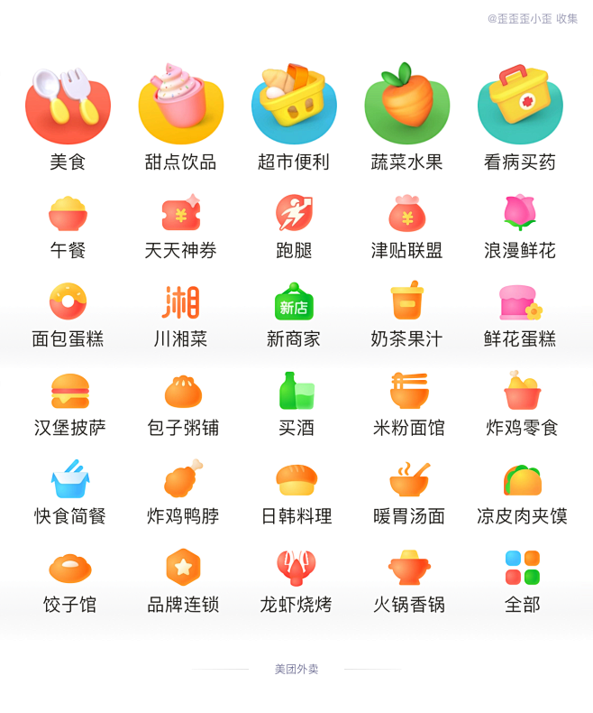 美团外卖金刚区 APP icon设计 图标设计 @歪歪歪小歪 收藏整理