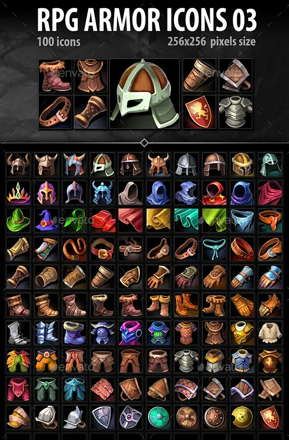 RPG Armor Icons 03 - Miscellaneous Game Assets-花瓣网