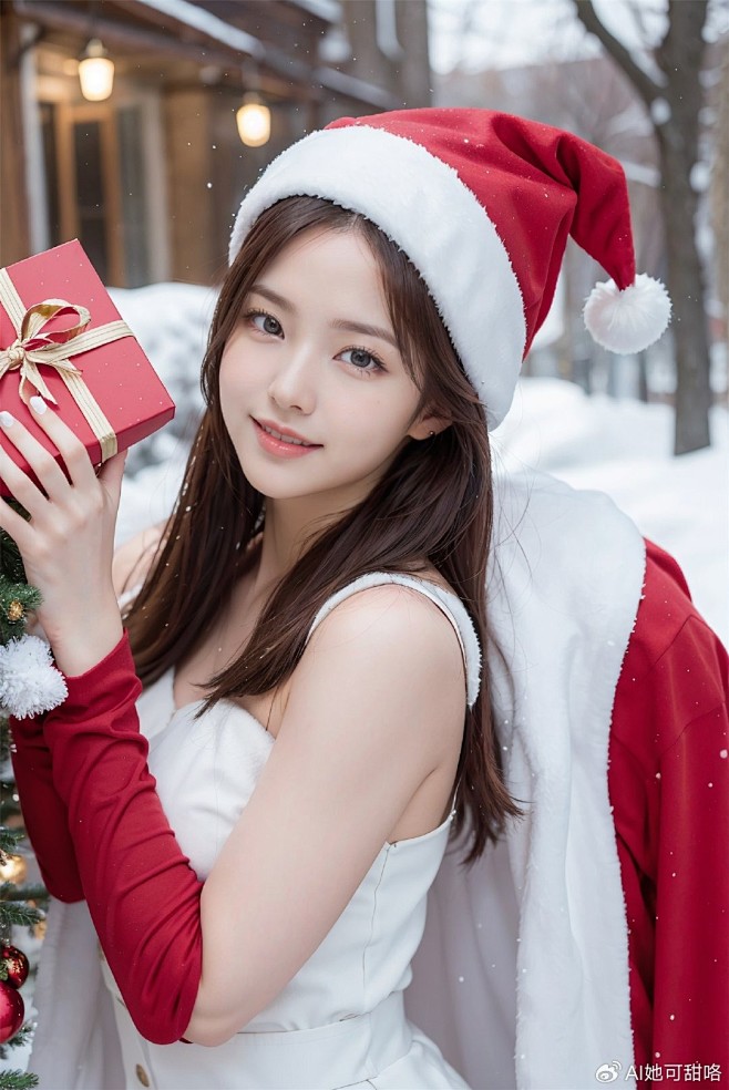 Leezi80-AI ART#ai绘画##ai美女#圣诞服140P，原图4K 3680*5504